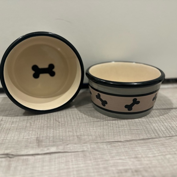 Dog | Twopiece Matching Ceramic Bowl Set With Bone Design | Poshmark
